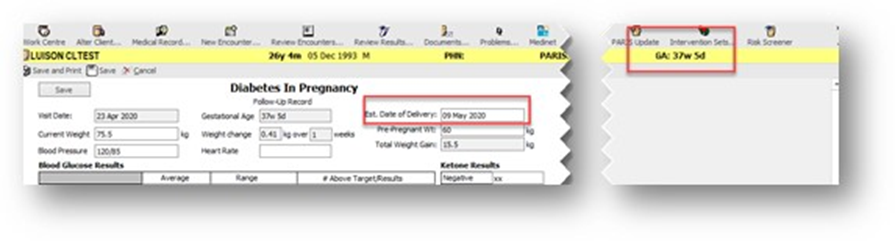 Diabetes in Pregnancy (DiP) Form – Profile EMR User Help