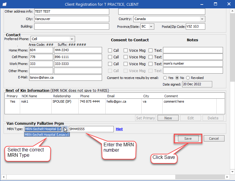 Add MRN to Client Record – Profile EMR User Help