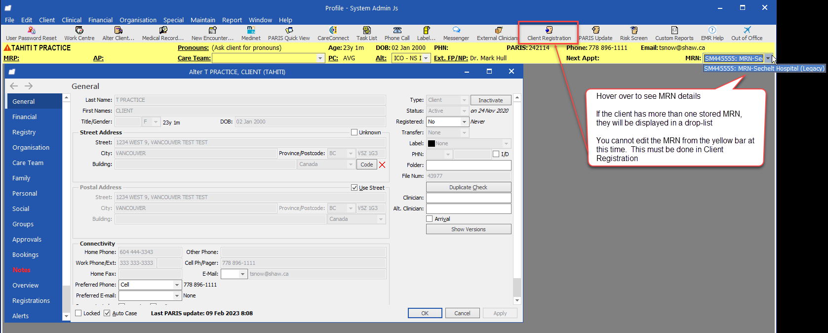 Add MRN to Client Record – Profile EMR User Help