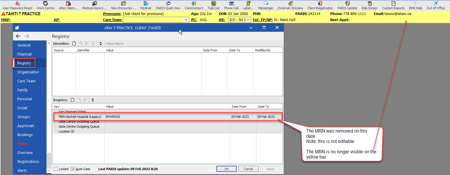 Add MRN to Client Record – Profile EMR User Help