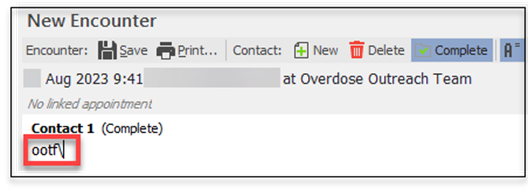 Overdose Outreach Team Form – Profile EMR User Help