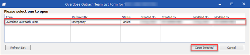 Overdose Outreach Team Form – Profile EMR User Help