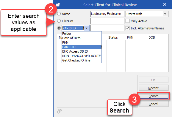 Search for Clients in Profile EMR – Profile EMR User Help