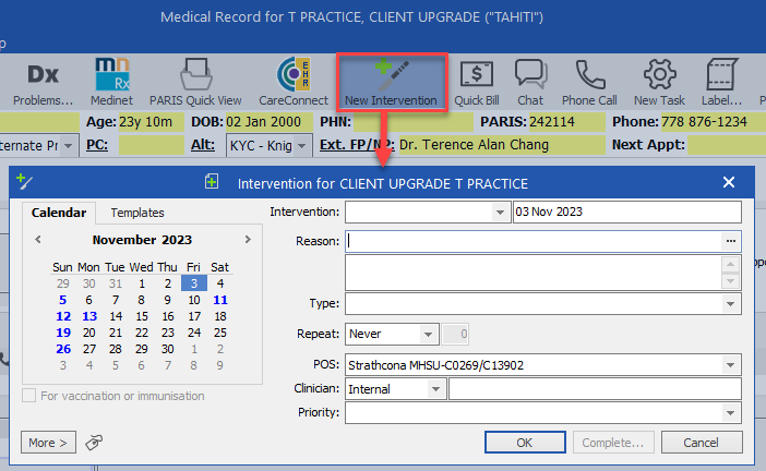 Intervention List and Interventions – Profile EMR User Help