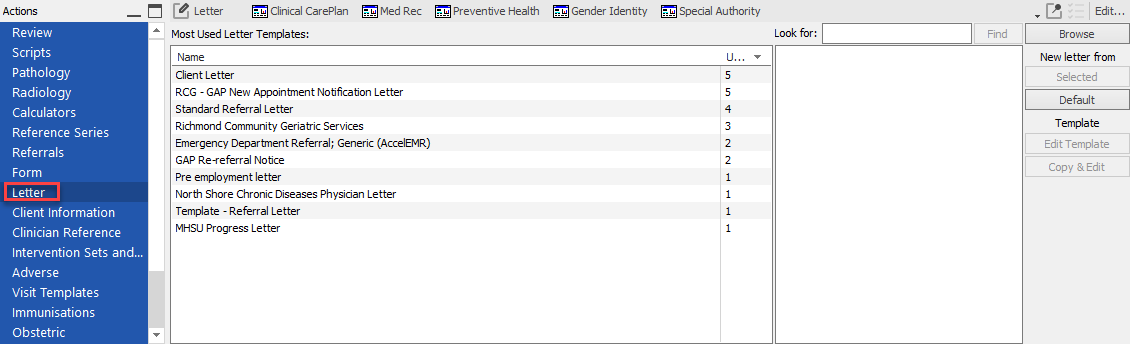 Letter Templates in New Encounter – Profile EMR User Help