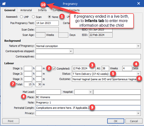 Antenatal Form – Profile EMR User Help