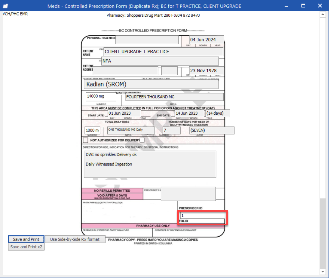 New OUD Form & Harmonized Controlled Prescription Form – Profile EMR ...