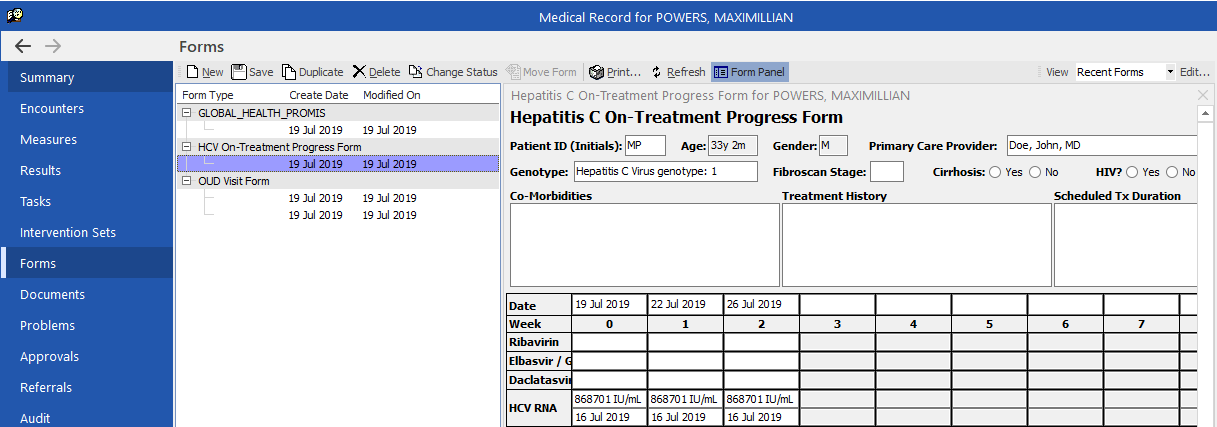 HCV On-Treatment Progress Form – Profile EMR User Help
