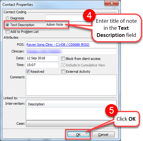 Encounter Notes: Enter Admin Notes – Profile EMR User Help