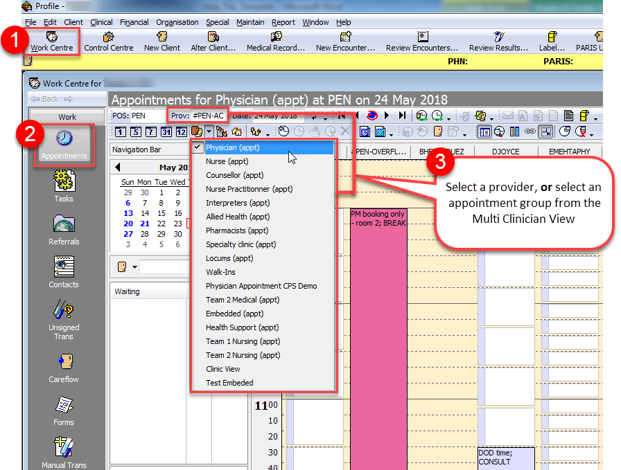 Open Two Appointment Screens – Profile EMR User Help