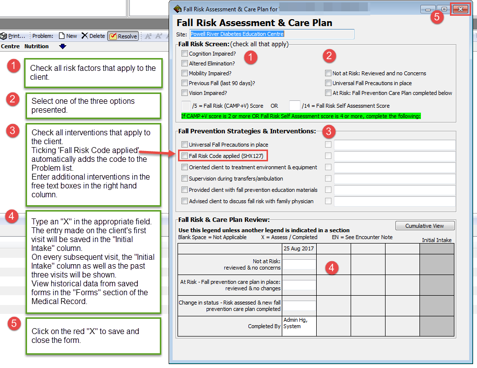 Fall Risk Assessment Form – Profile EMR User Help