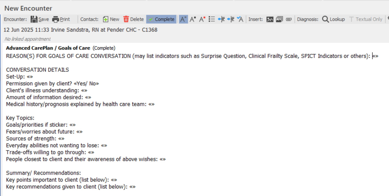 Advanced Care Planning – Profile EMR User Help