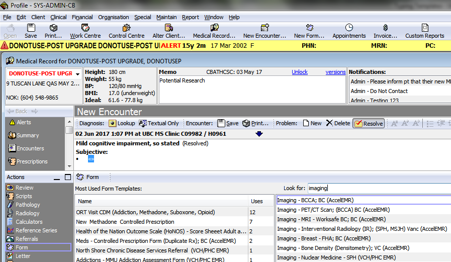 View, Create and Access Forms – Profile EMR User Help