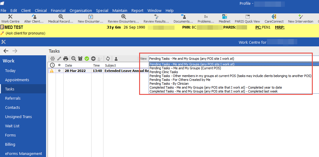 Tasks – Profile EMR User Help